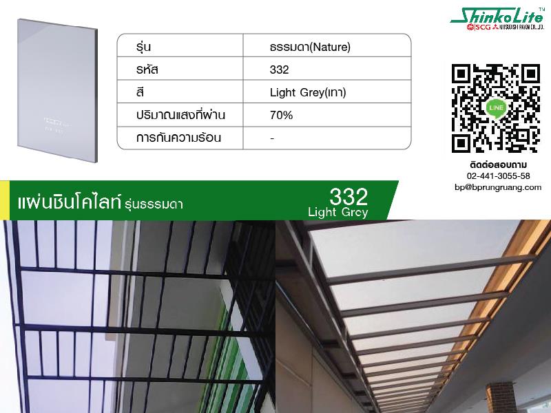 ราคาแผ่นหลังคาชินโคไลท์ (Shinkolite SCG) แผ่นใสกันร้อน BP | Rungruang